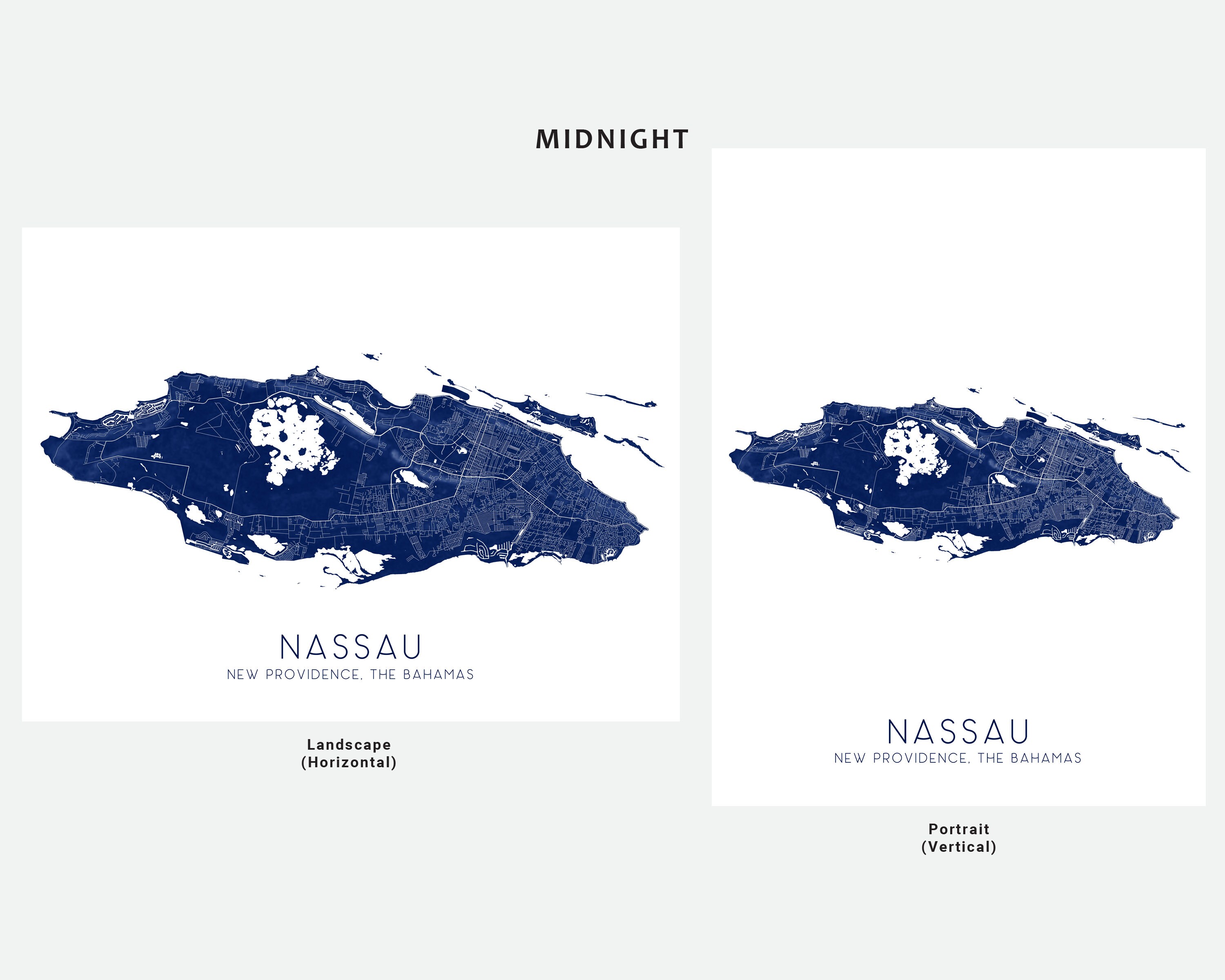 Nassau Bahamas Map Print and Nassau Map Poster Maps for the Bahamas Art ...