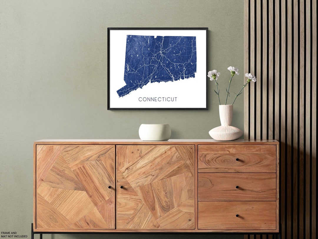 Connecticut Map Print and Connecticut Wall Art Poster for Landscape CT ...