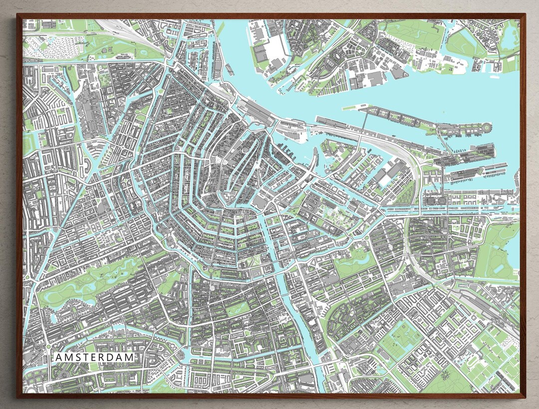 Amsterdam Map Art Print and Amsterdam Poster, Amsterdam Print Maps ...