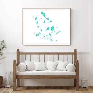 Cyclades Map of the Cyclades Islands, Cyclades Greece Art Print, Greek ...