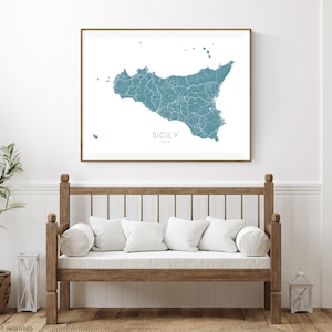 Sicily Map of Sicily Italy Wall Art Print Poster, 3D Topographic ...