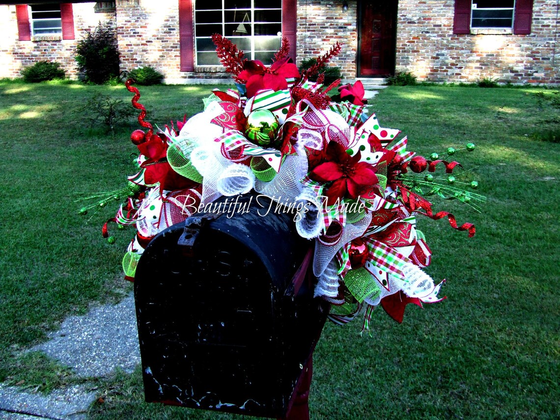 Christmas Mailbox Swag Mailbox Swag Deco Mesh Mailbox - Etsy Hong Kong
