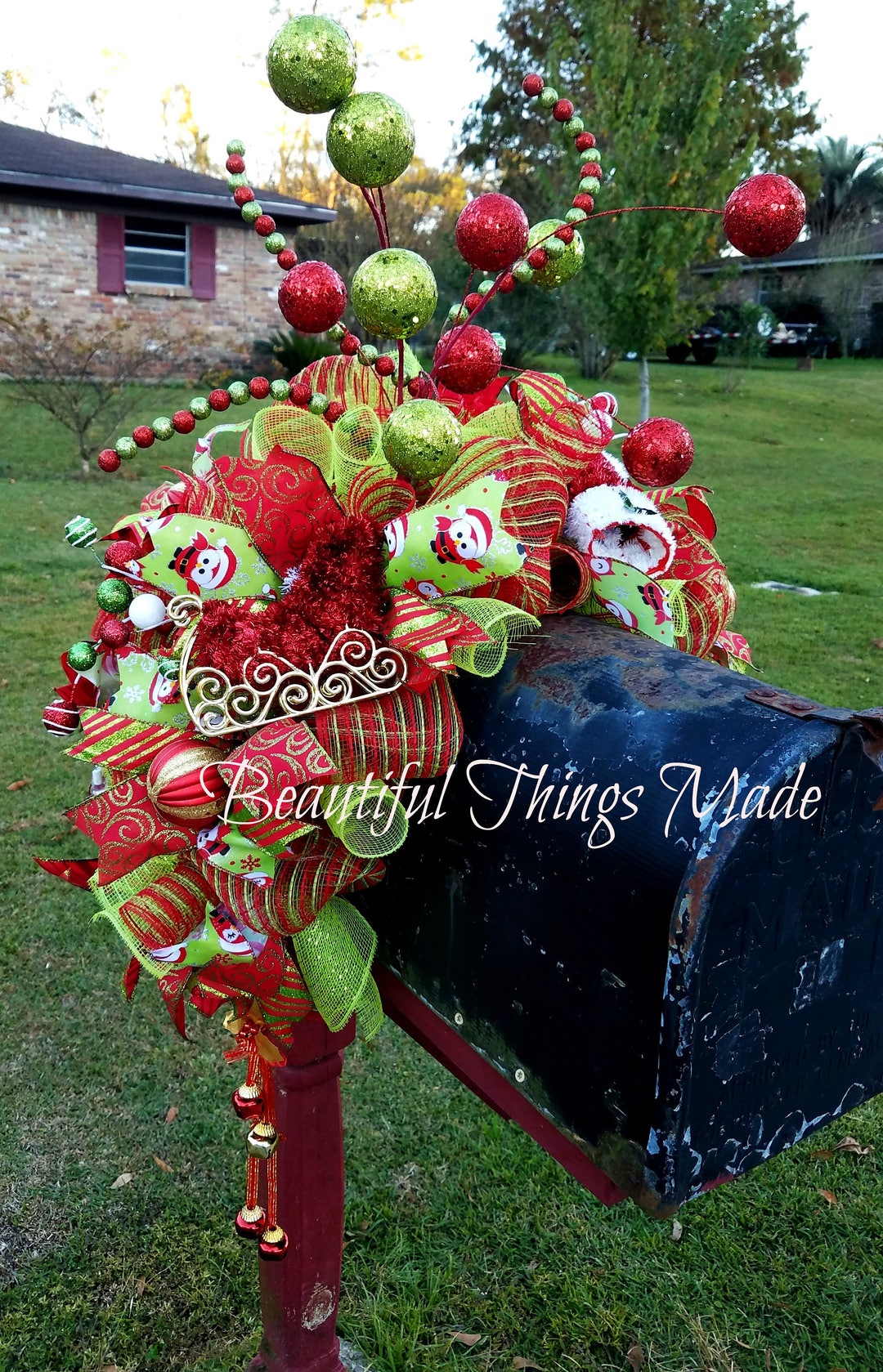 Deluxe Christmas Mailbox Swag, Mailbox Topper, Mailbox Cover, Custom ...