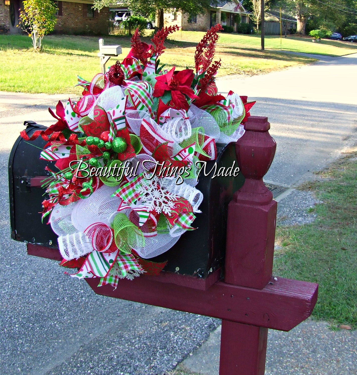 Christmas Mailbox Swag Mailbox Swag Deco Mesh Mailbox - Etsy Hong Kong