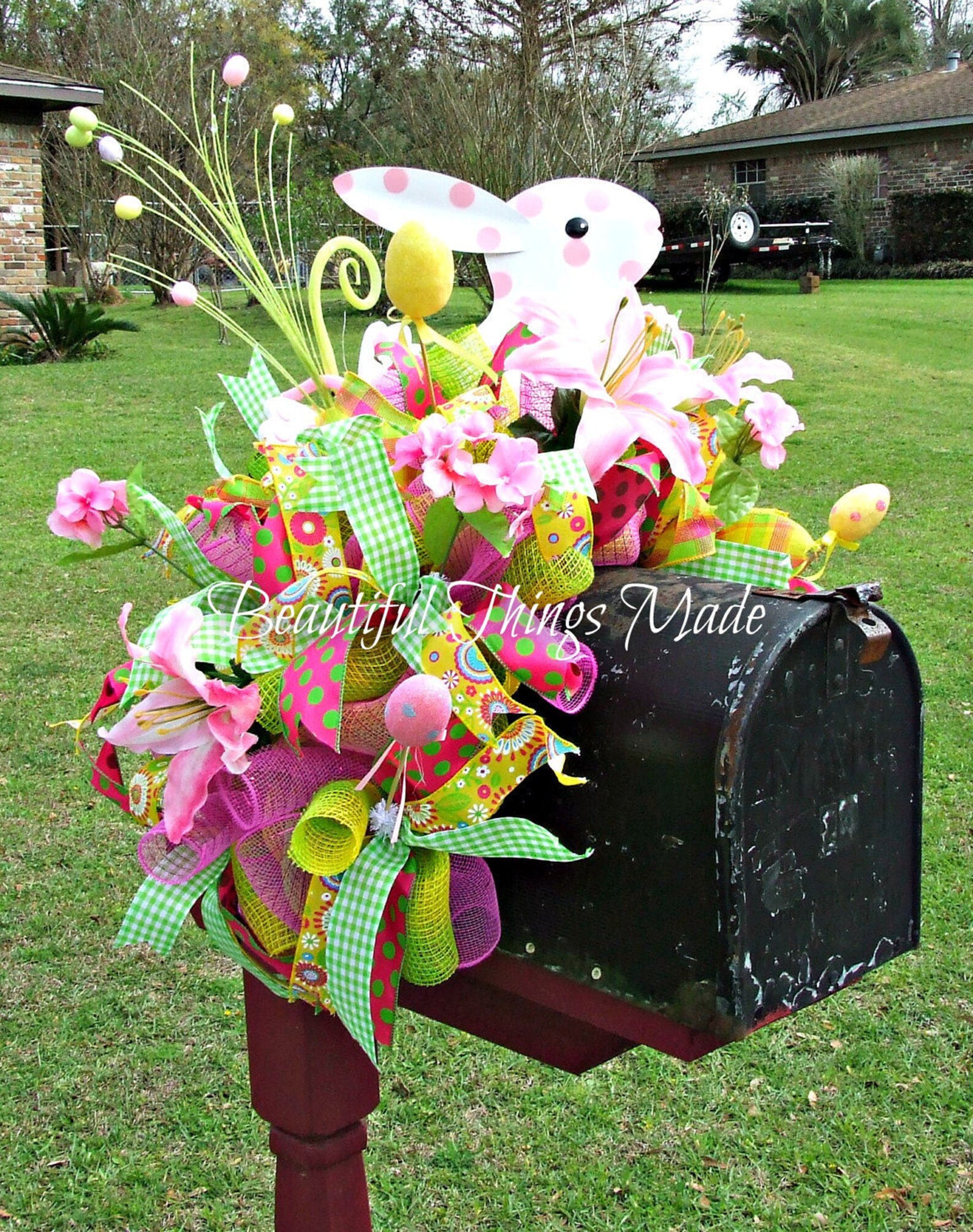 Large Easter Mailbox Topper, Easter Mailbox Swag, Easter Mailbox ...