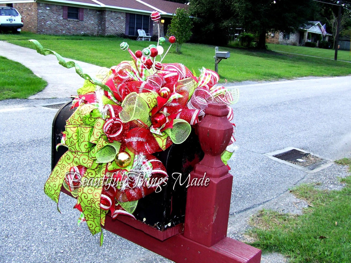 Large Christmas Mailbox Swag Mailbox Swag Artificial Mailbox | Etsy