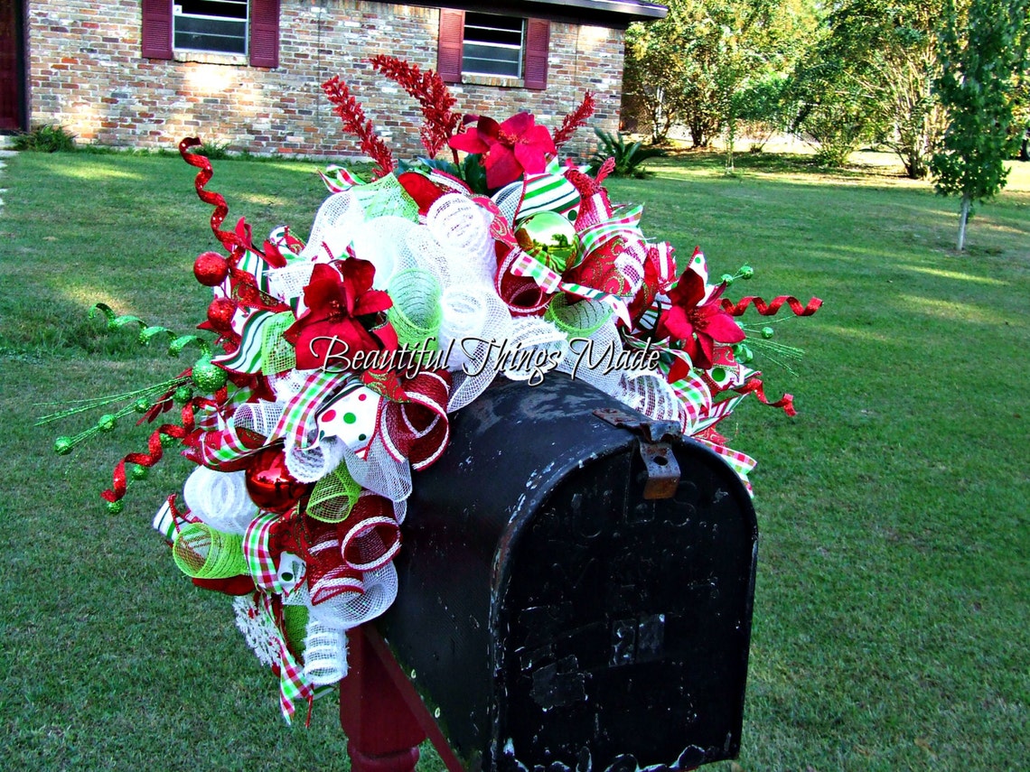 Christmas Mailbox Swag Mailbox Swag Deco Mesh Mailbox - Etsy Hong Kong