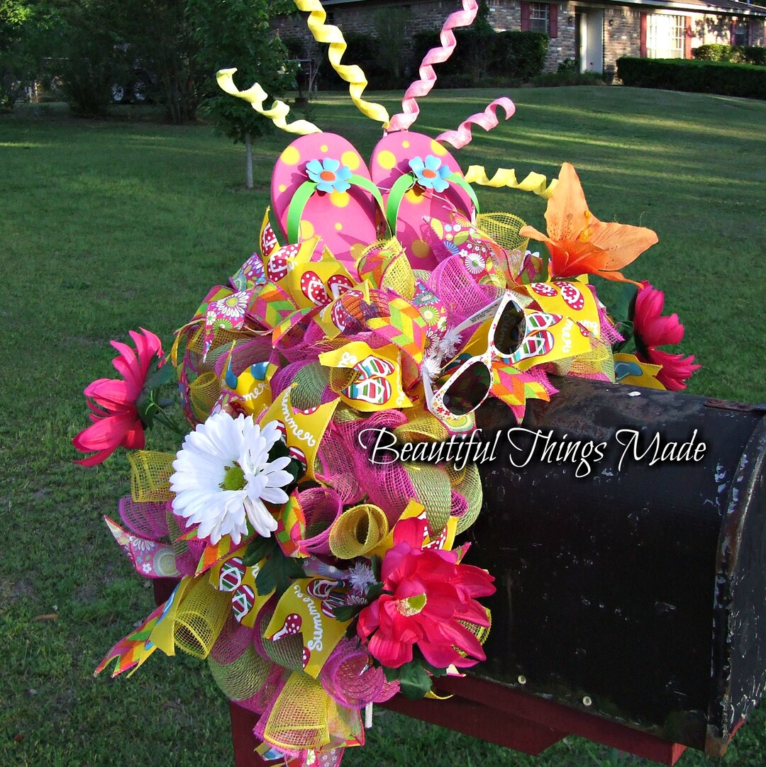 Mailbox Swag, Mailbox Swag, Artificial Mailbox Topper, Deco Mesh ...