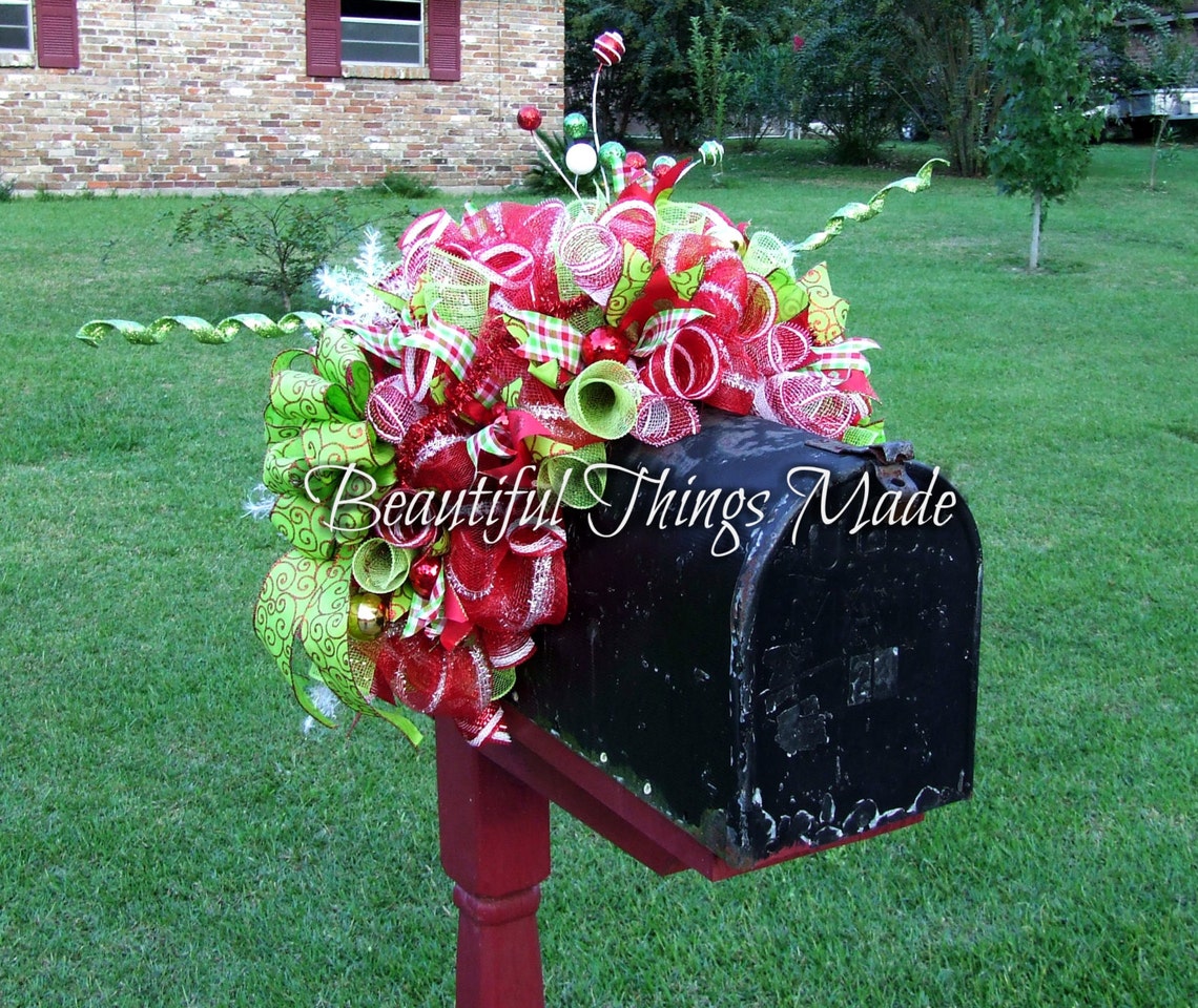 Large Christmas Mailbox Swag Mailbox Swag Artificial Mailbox | Etsy