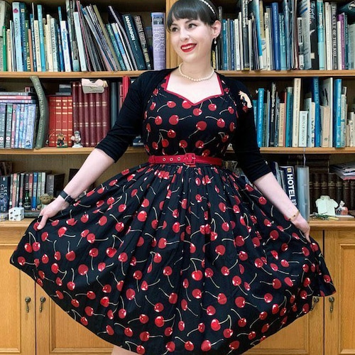 Lily Cherry Dress: Rockabilly / Vintage Style / Pin-up Dress - Etsy