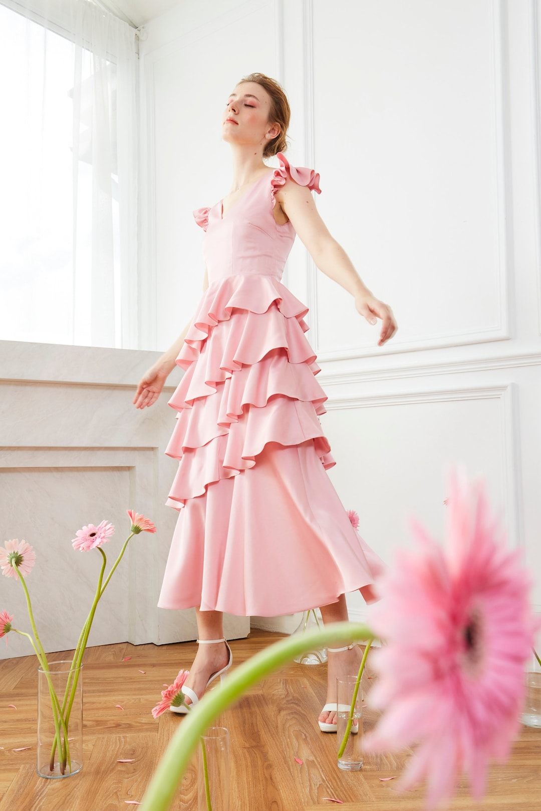 Pink Satin Dress Pastel Dress Pink Bridesmaid Dress Prom Dress Cocktail ...