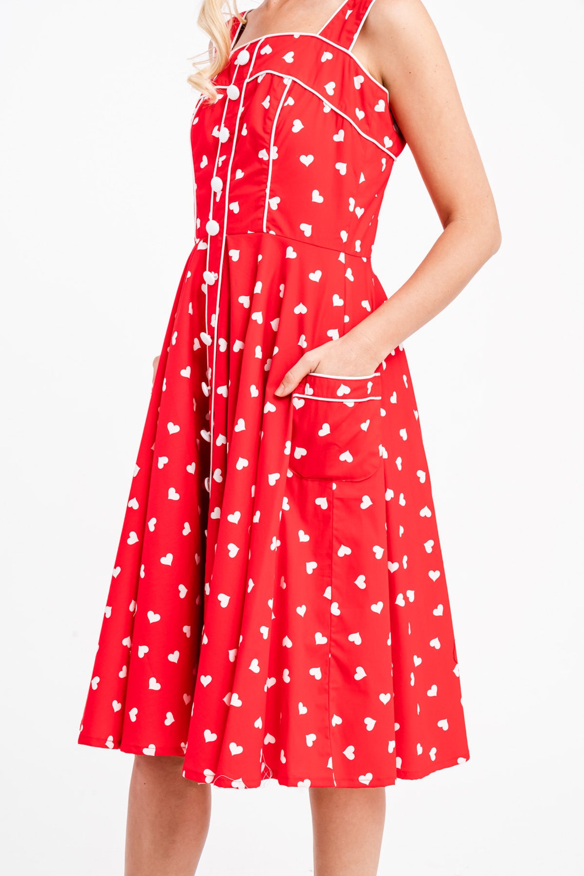 Red Heart Dress Red Dress Valentine's Day Dress Summer | Etsy