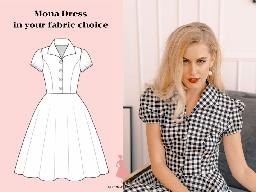 MONA CUSTOM MADE Dress in Your Choice of Fabric! Vintage Dress Pinup ...