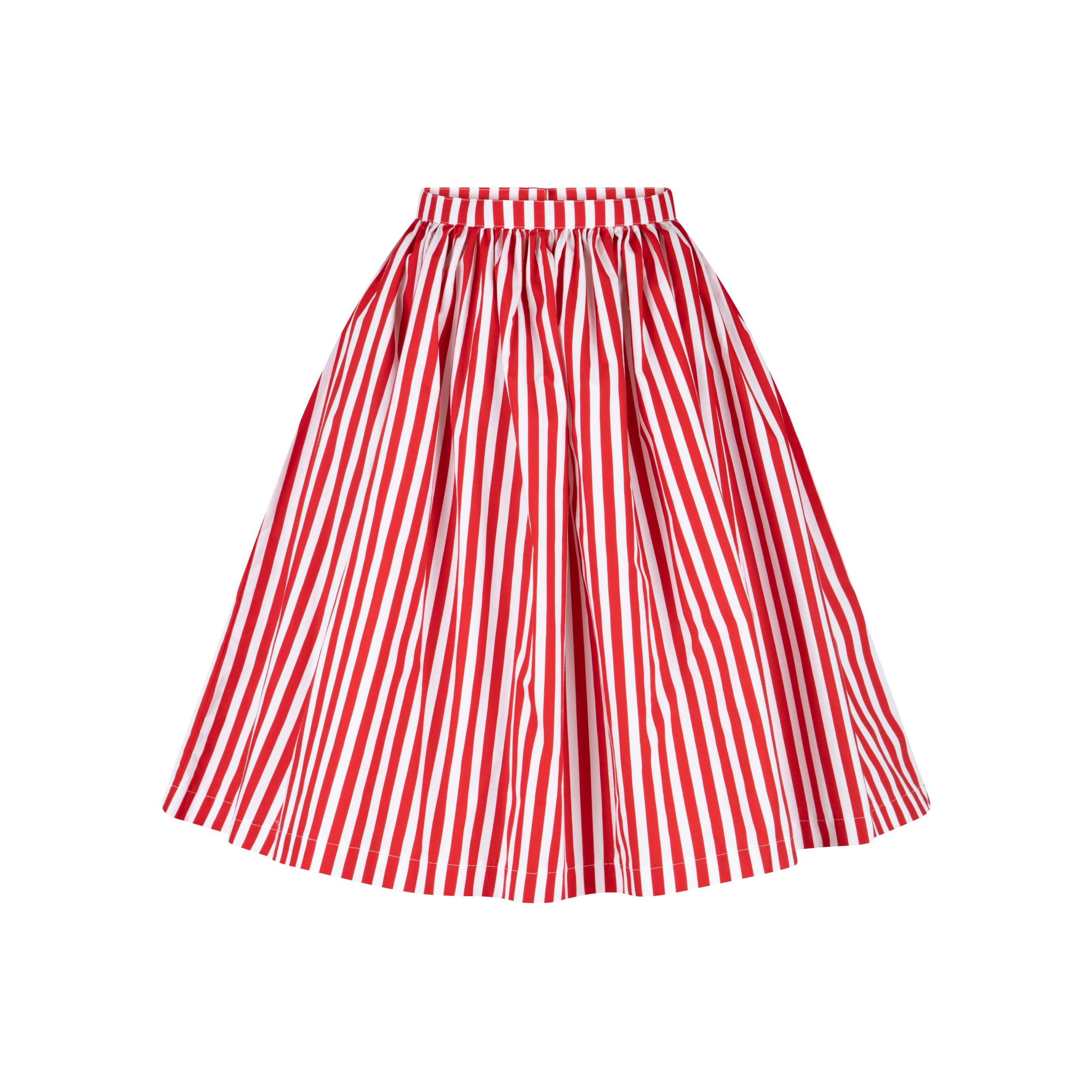 Red White Skirt USA Stripe Skirt Women Gathered Skirt | Etsy