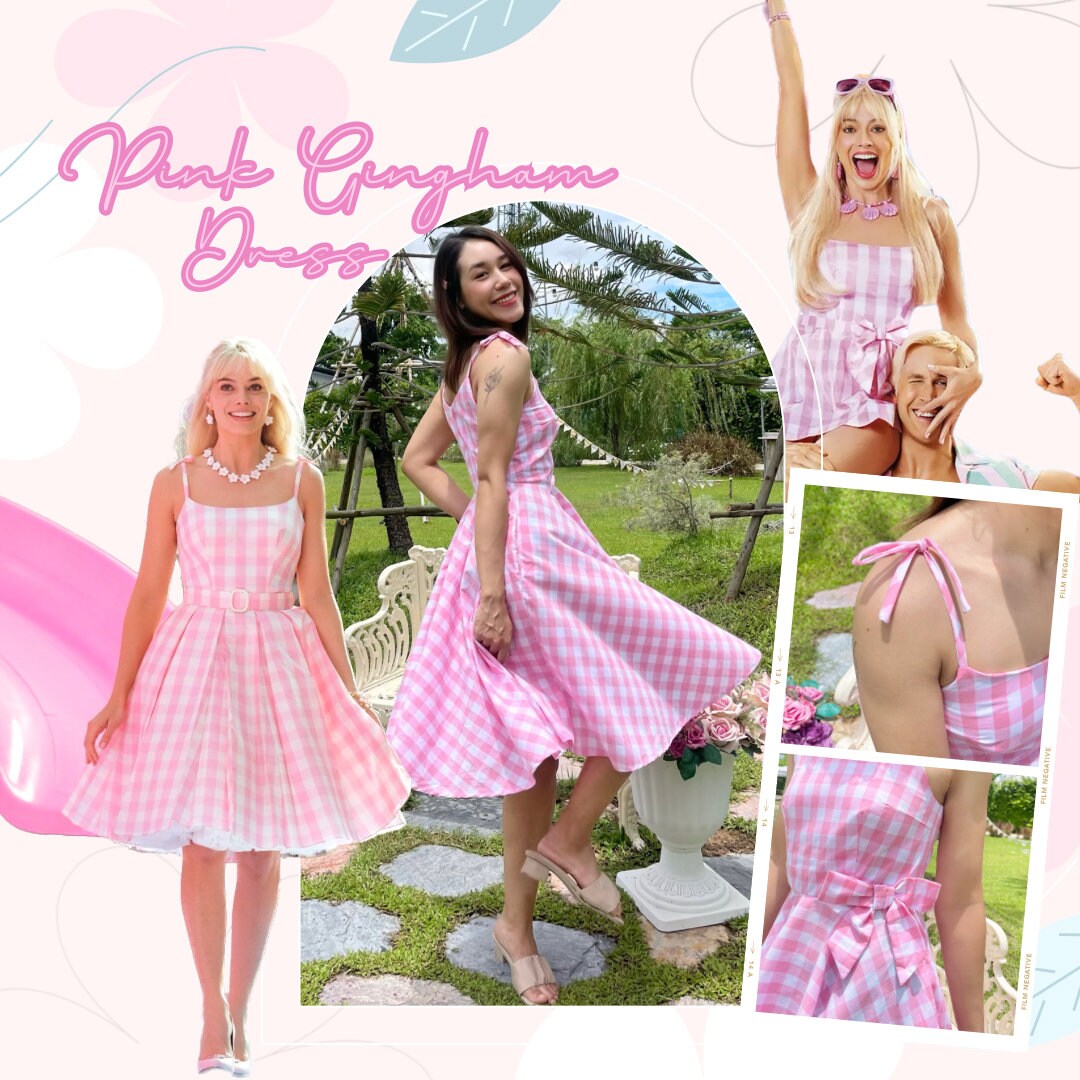 Pink Gingham Dress Summer Dress CUSTOM MADE Vintage Dress Bridesmaid ...