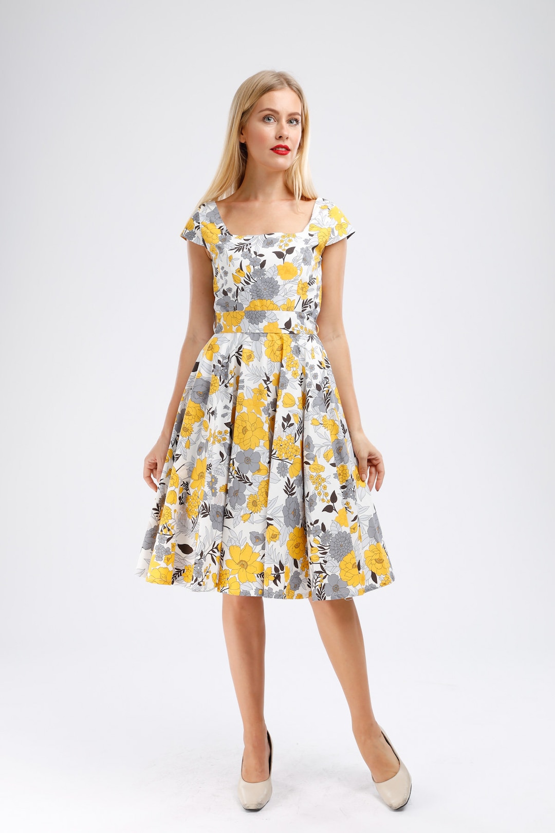 Yellow Summer Dress Vintage Dress Retro Dress Pin up Dress 50s Dress ...