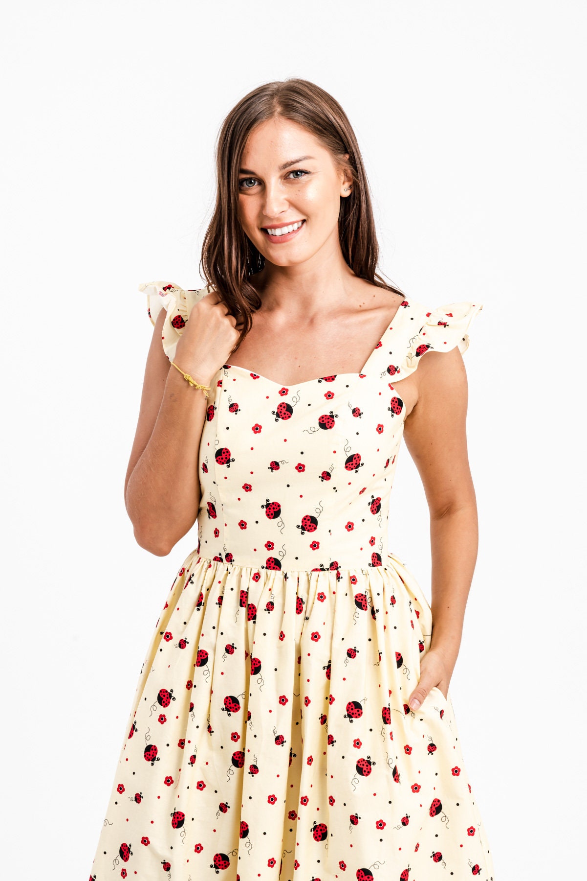 Ladybug Dress Summer Dress Sundress Red Floral Dress Vintage | Etsy