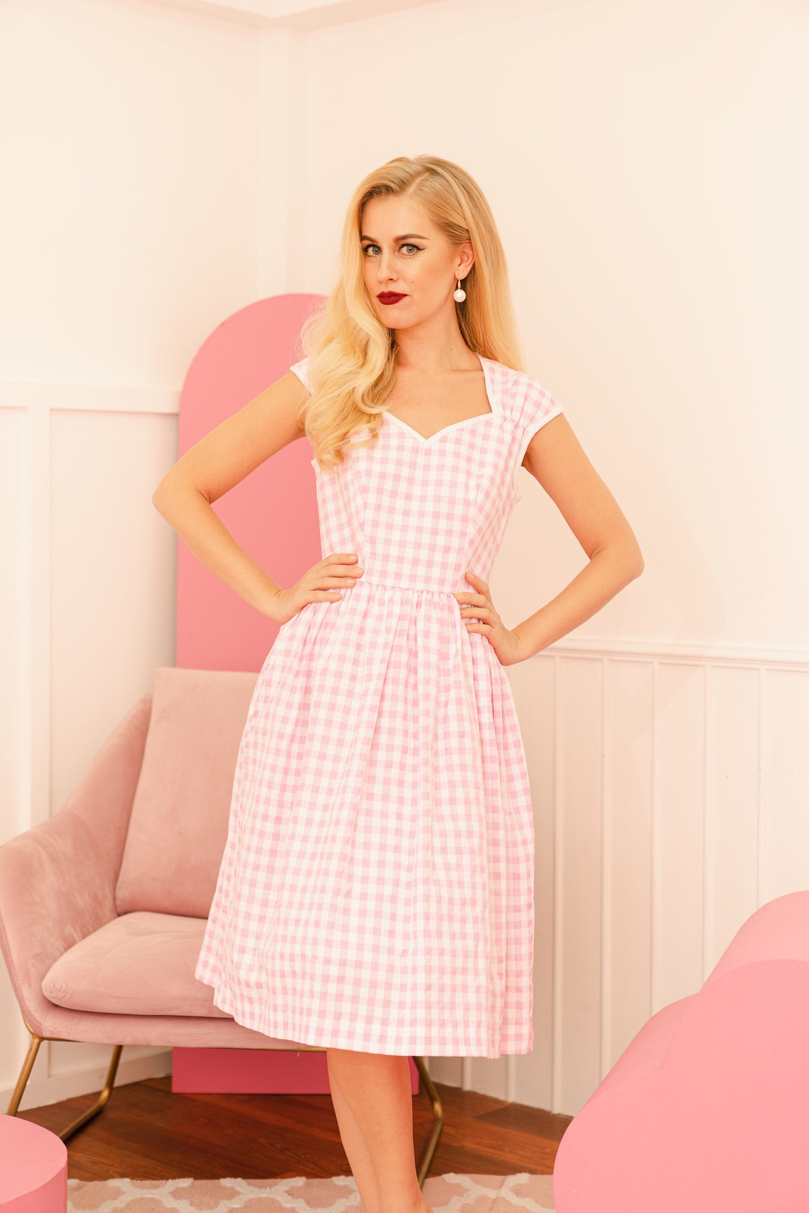 Pink Gingham Dress Pink Plaid Dress Pink Checker Dress Pink - Etsy