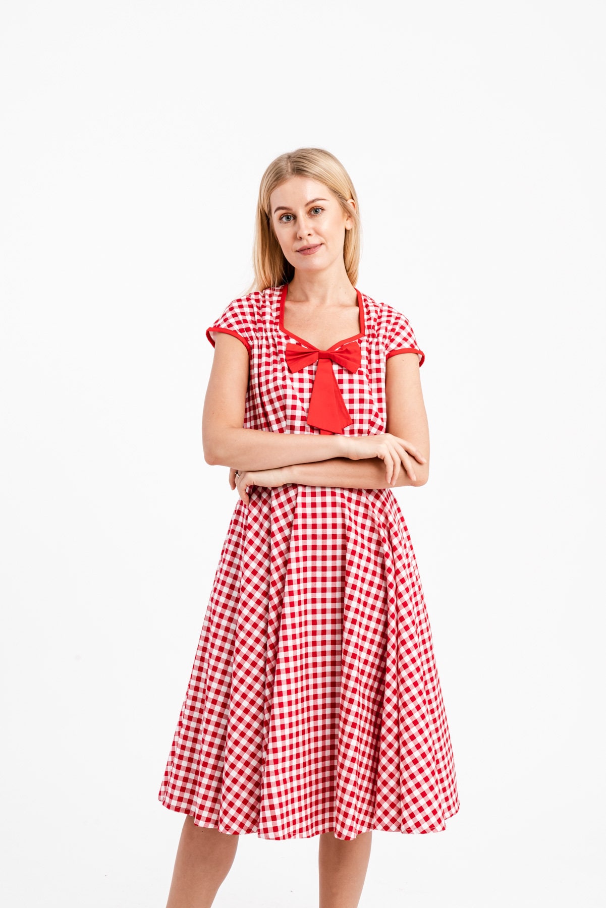 Plus Size Dress Red Gingham Dress Checkered Dress Summer Dress | Etsy