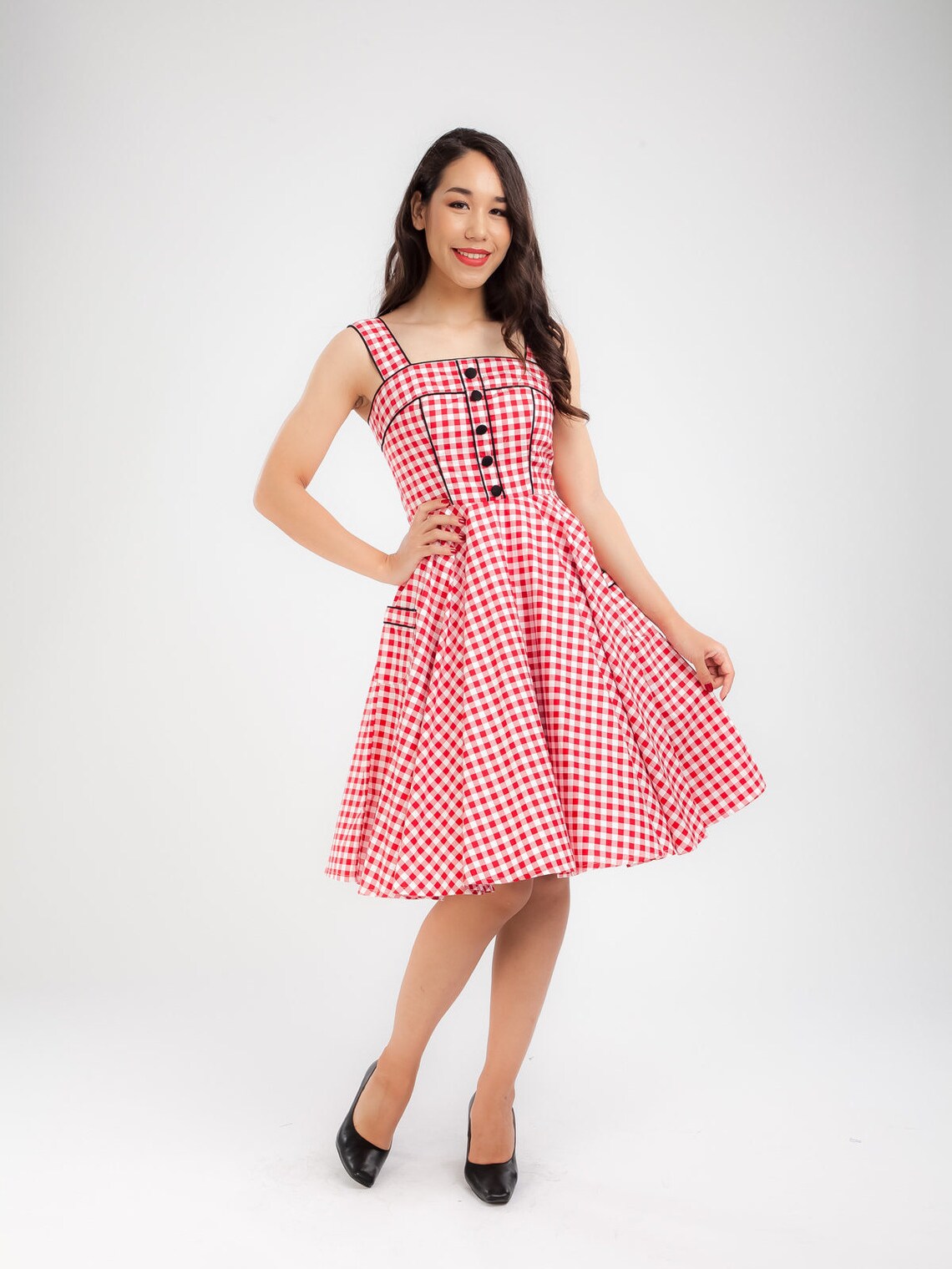 Plus Size Dress Red Gingham Dress Red Checkered Dress Summer - Etsy