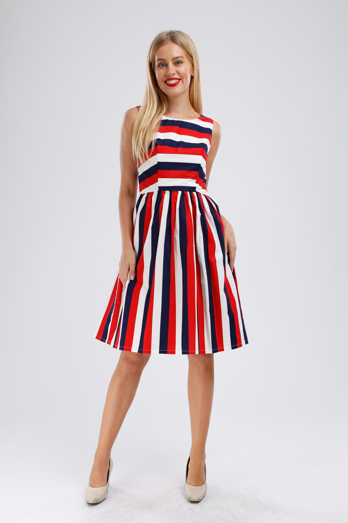 Stripe Dress USA Flag Dress Independence Day Dress 4th July - Etsy