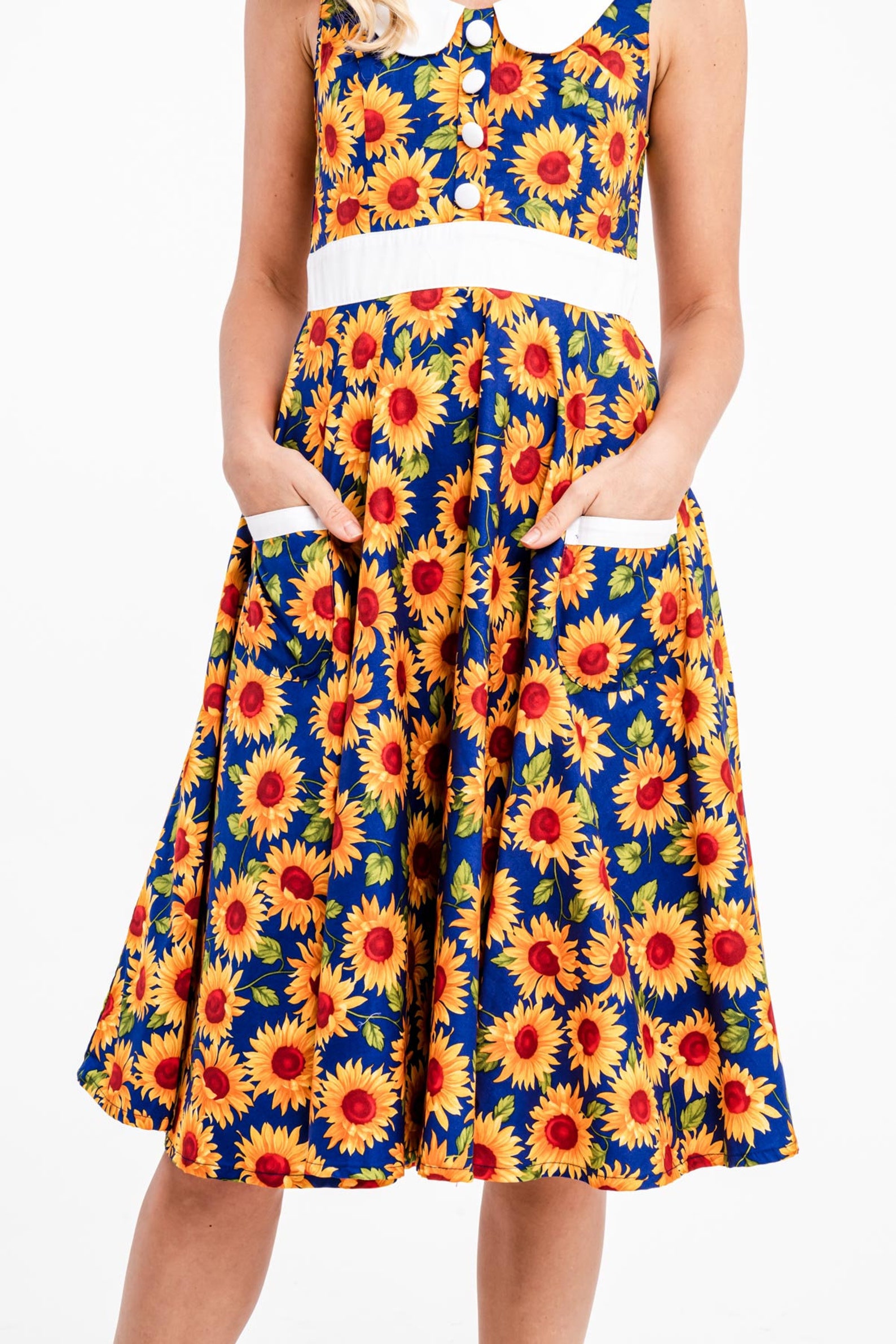 Blue Sunflower Dress Summer Dress Vintage Flower Dress - Etsy