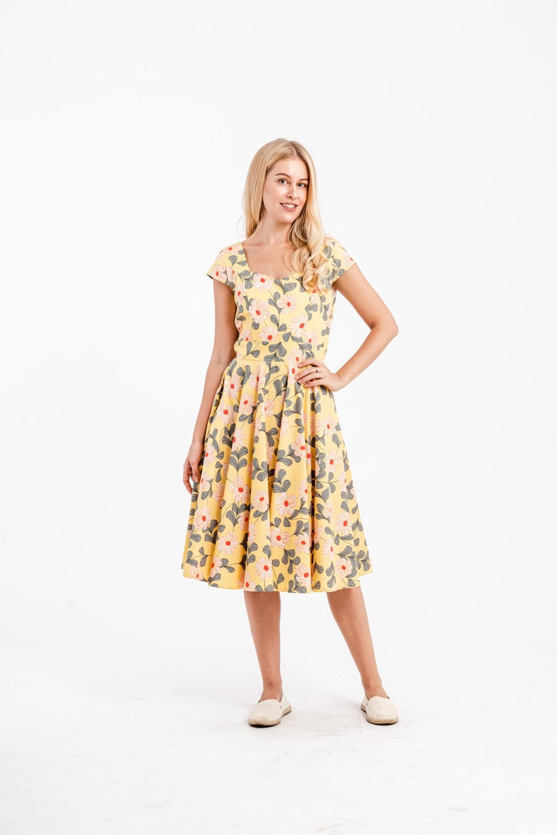 Yellow Floral Dress Vintage Dress Summer Dress Spring Dress | Etsy