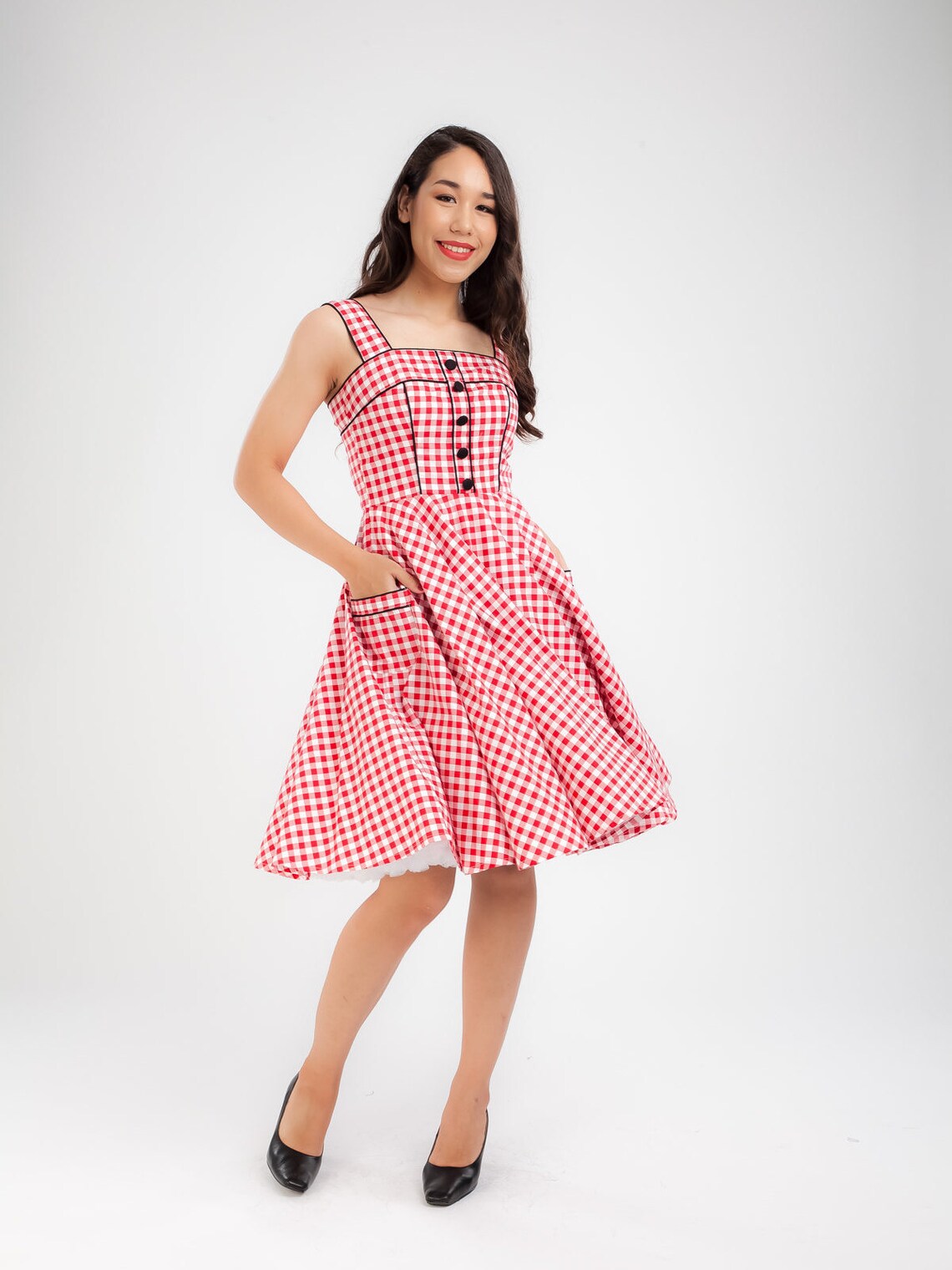 Plus Size Dress Red Gingham Dress Red Checkered Dress Summer - Etsy