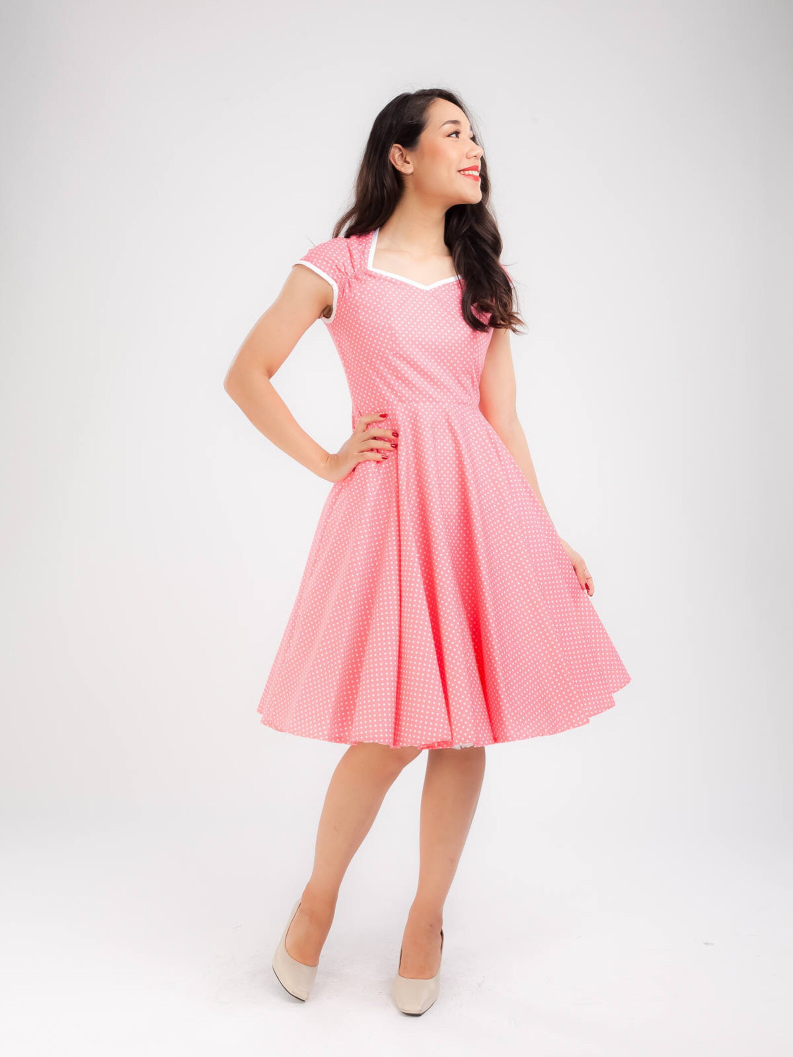 Pink Polka Dot Dress Valentines Dress Vintage Dress Pinup - Etsy