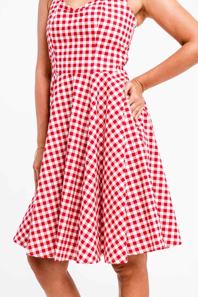 Red Gingham Dress Red Checkered Dress Summer Dress Vintage - Etsy