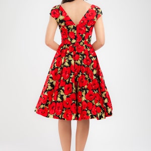 Summer Dress Red Poppy Dress Red Floral Dress Sundress Floral Vintage ...