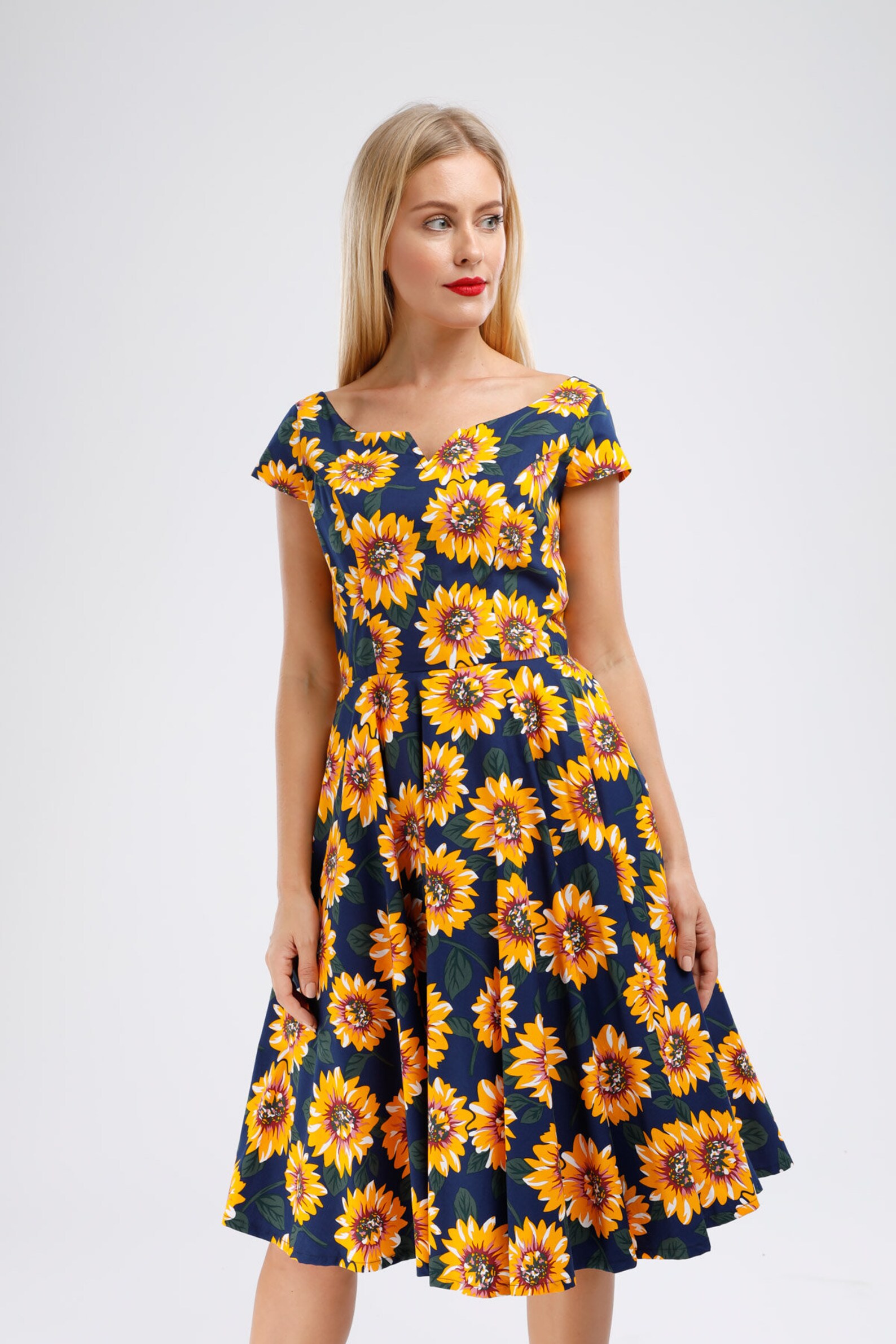 Sunflower Dress Summer Dress Spring Dress 70s Midi Dress | Etsy