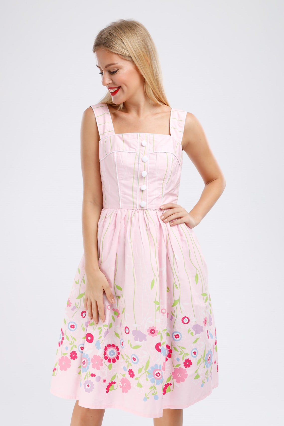 Pink Floral Dress Summer Dress Spring Dress Pink Dress Pink | Etsy