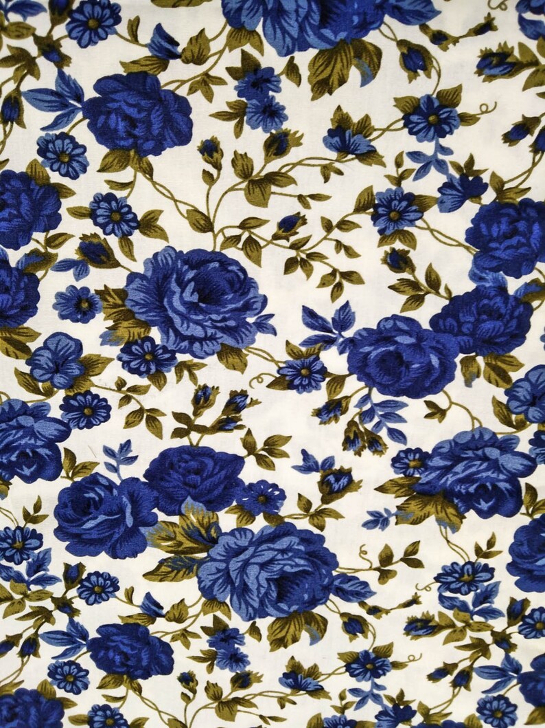 Blue Vintage Rose Fabric 100% Cotton Fabric for CUSTOM ORDER - Etsy