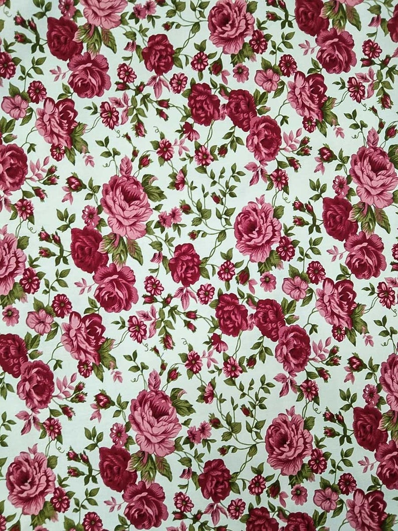 Burgundy Rose Fabric 100% Cotton Fabric for CUSTOM ORDER or by - Etsy