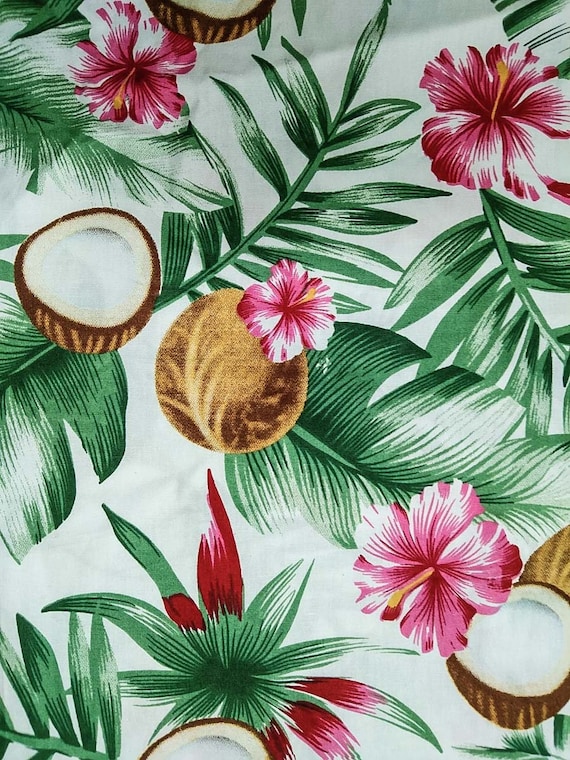 Tropical Coconut Fabric 100% Cotton Fabric for CUSTOM ORDER or | Etsy