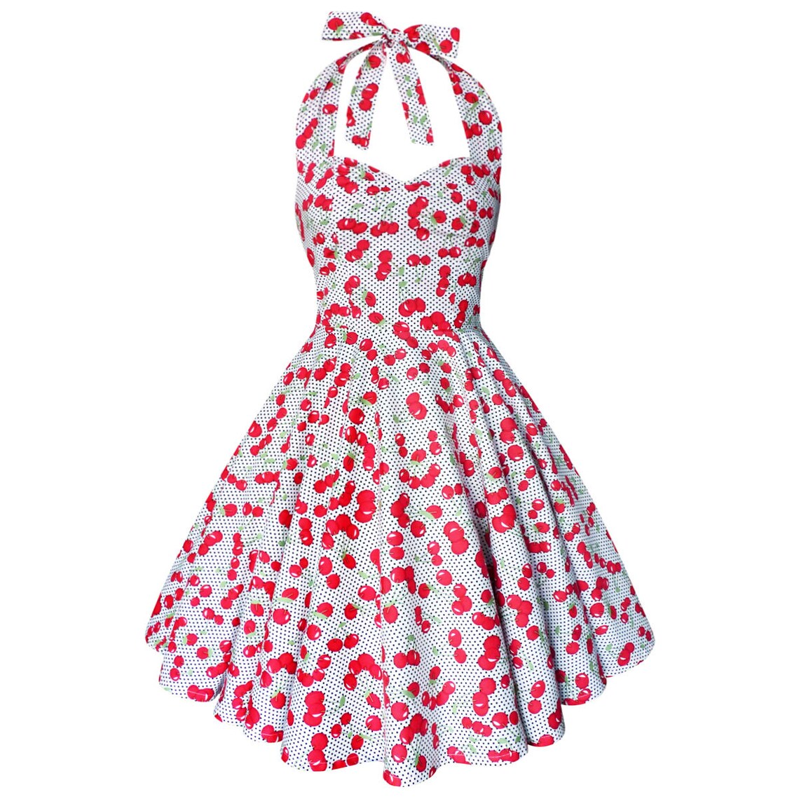 Pin up Dress White Red Cherry Dress Rockabilly Dress 50s Dress - Etsy