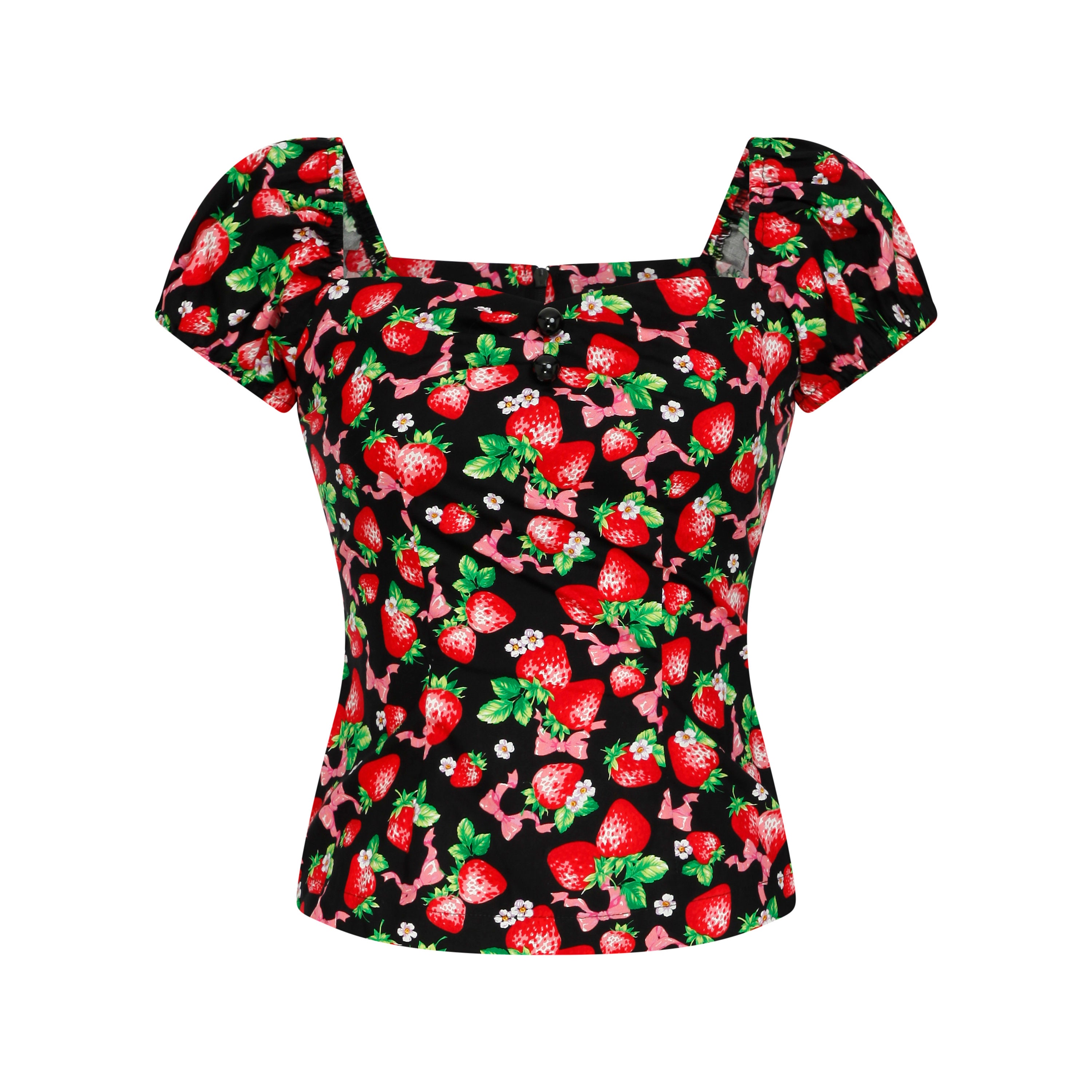 Strawberry Top Women Blouse Strawberries Print Fruit Pinup Top | Etsy