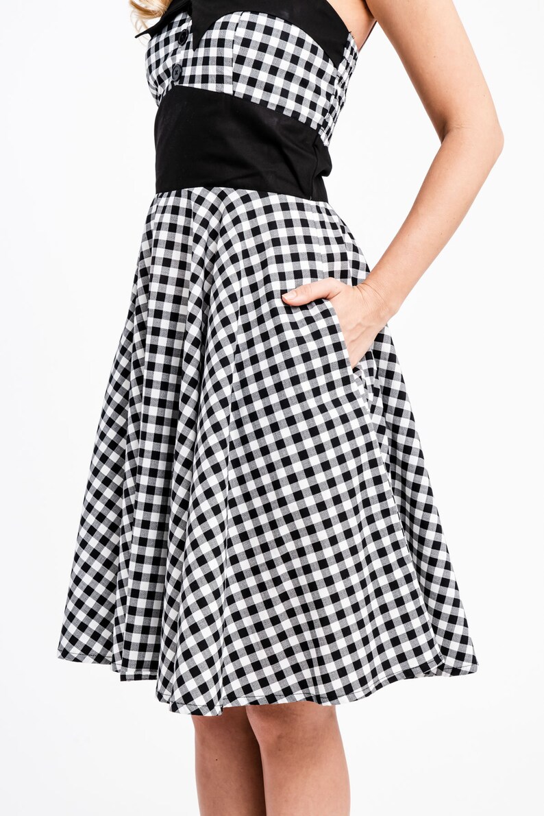Gingham Dress Plaid Dress Black & White Checker Dress Vintage - Etsy
