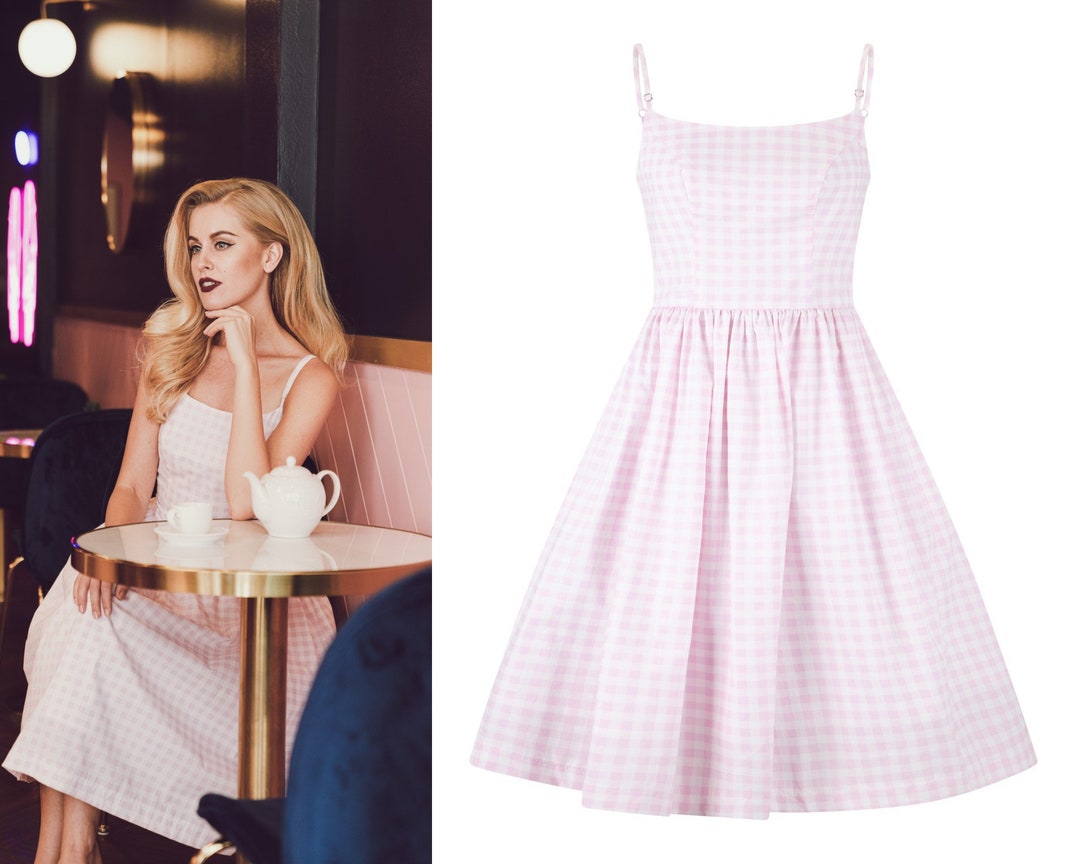 Pink Gingham Dress Pink Checker Dress Pink Bridesmaid Dress Prom Dress ...
