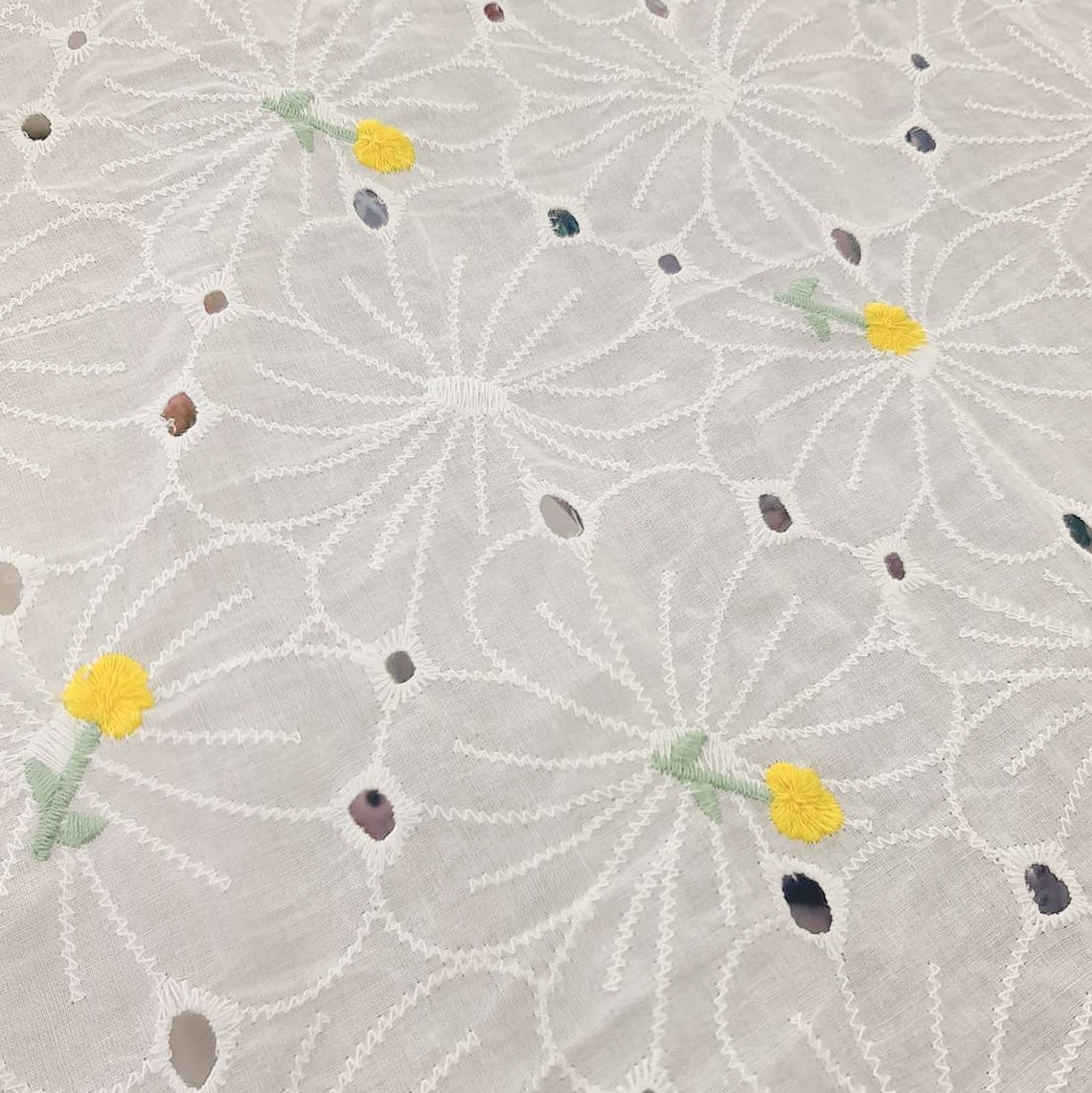 White Eyelet Fabric 100% Cotton Fabric for CUSTOM ORDER or by | Etsy