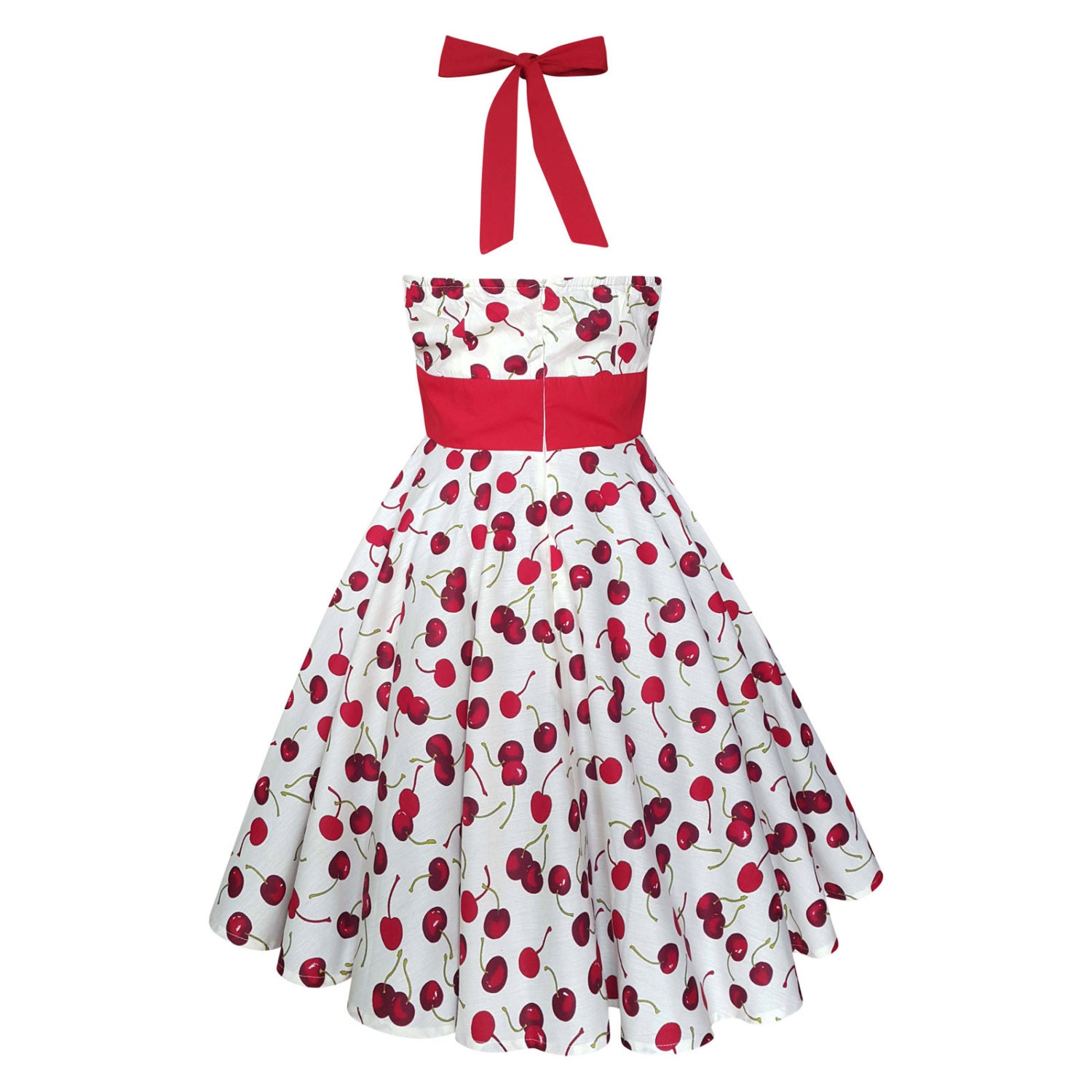 White and Red Cherry Dress Vintage Rockabilly Dress Pin up Dress 50s ...