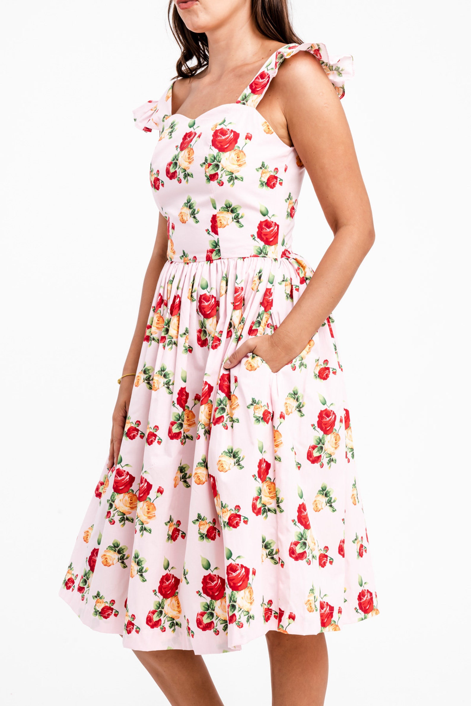 Floral Bridesmaid Dress Pink Rose Summer Dress Sundress | Etsy