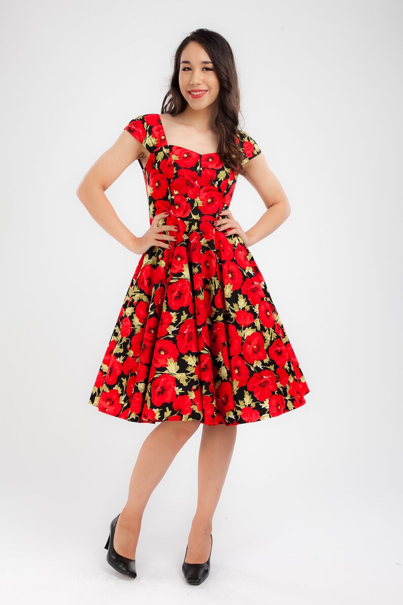 Summer Dress Red Poppy Dress Red Floral Dress Sundress Floral - Etsy