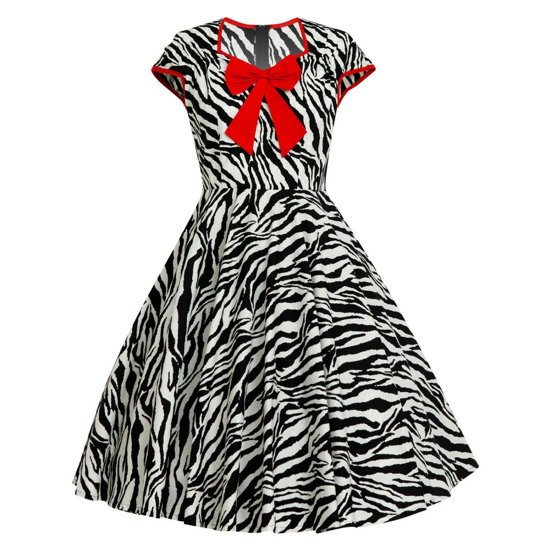 Zebra Print Dress Animal Print Dress Vintage Dress Retro Dress Pin up ...