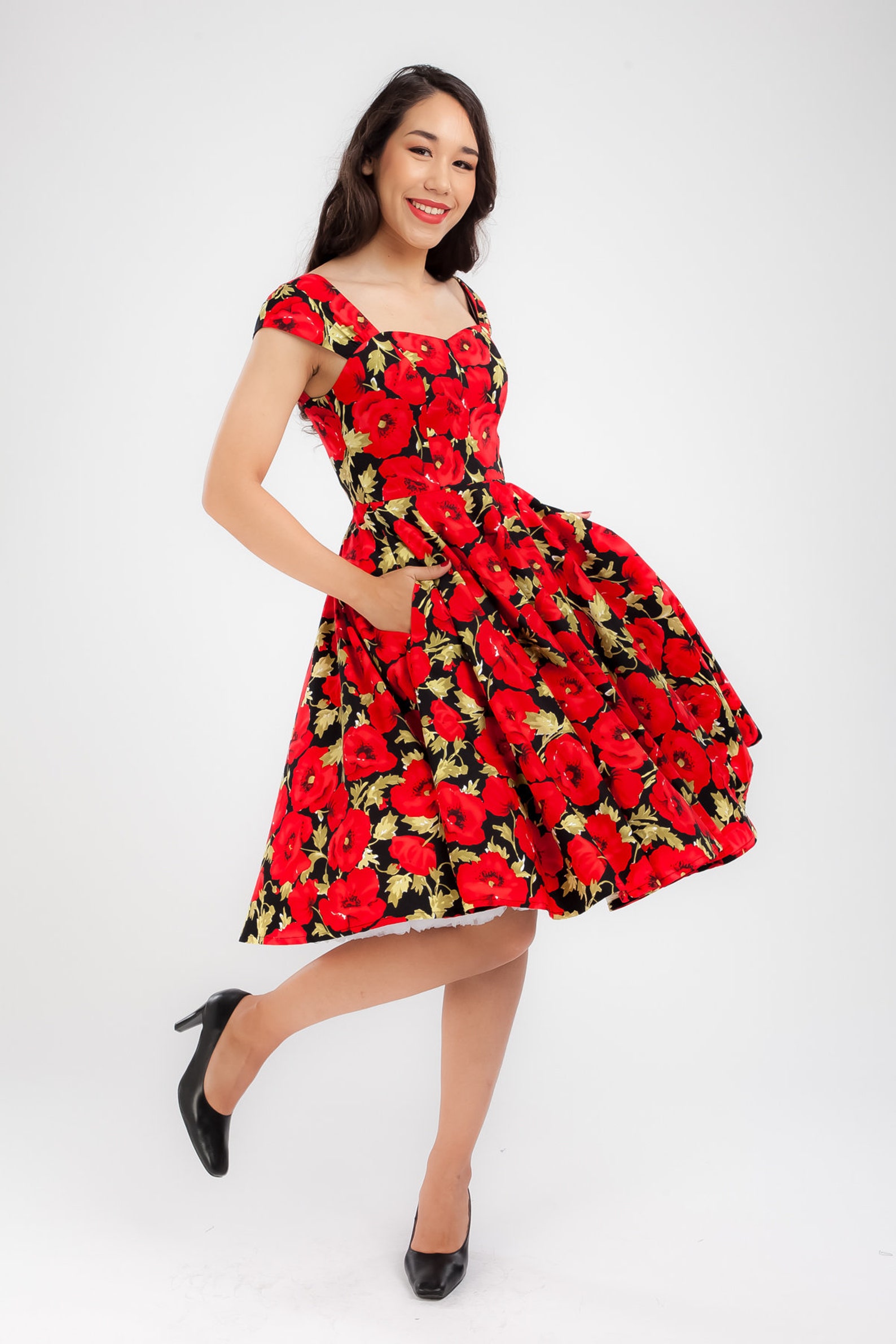 Summer Dress Red Poppy Dress Red Floral Dress Sundress Floral - Etsy