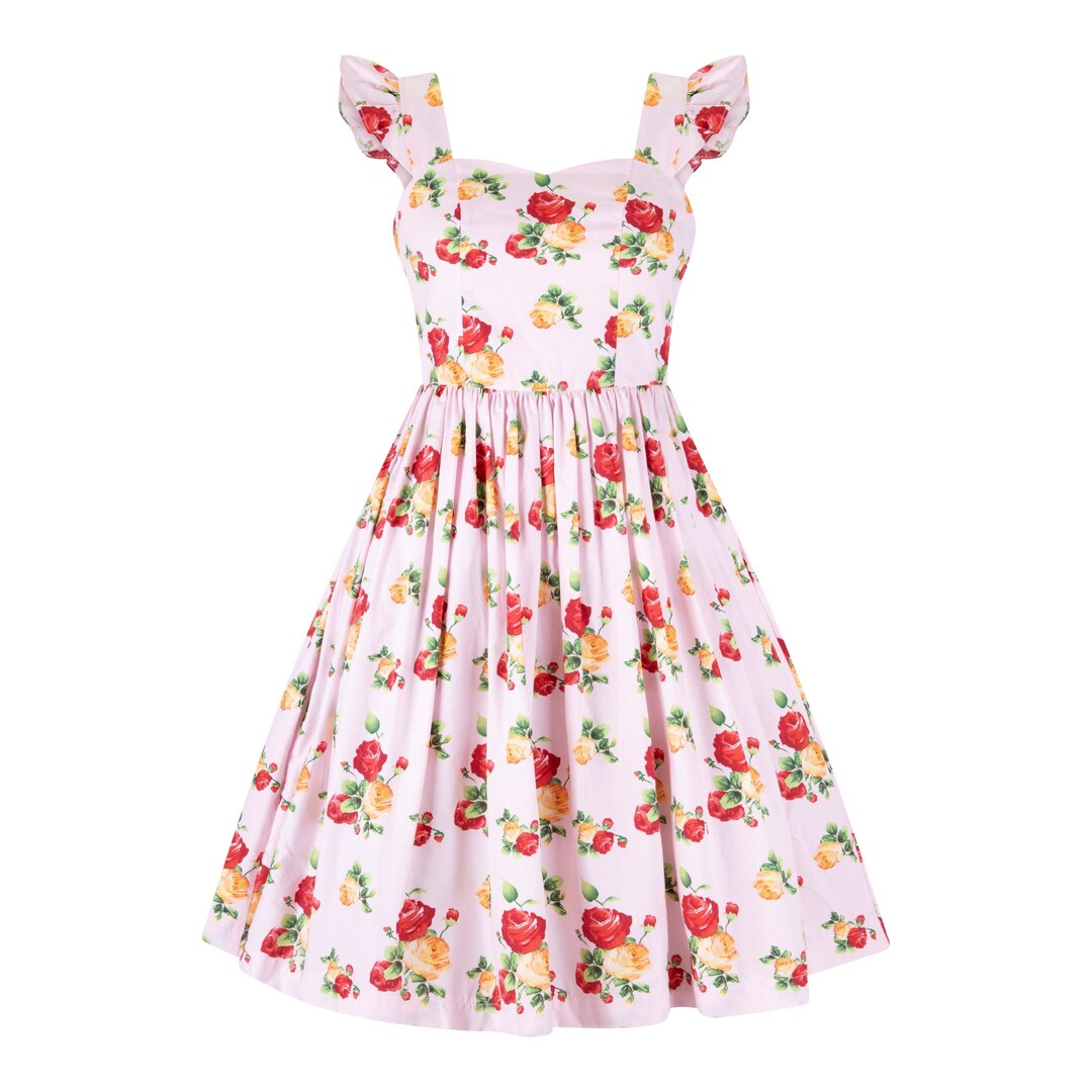 Floral Bridesmaid Dress Pink Rose Summer Dress Sundress Vintage Flower ...
