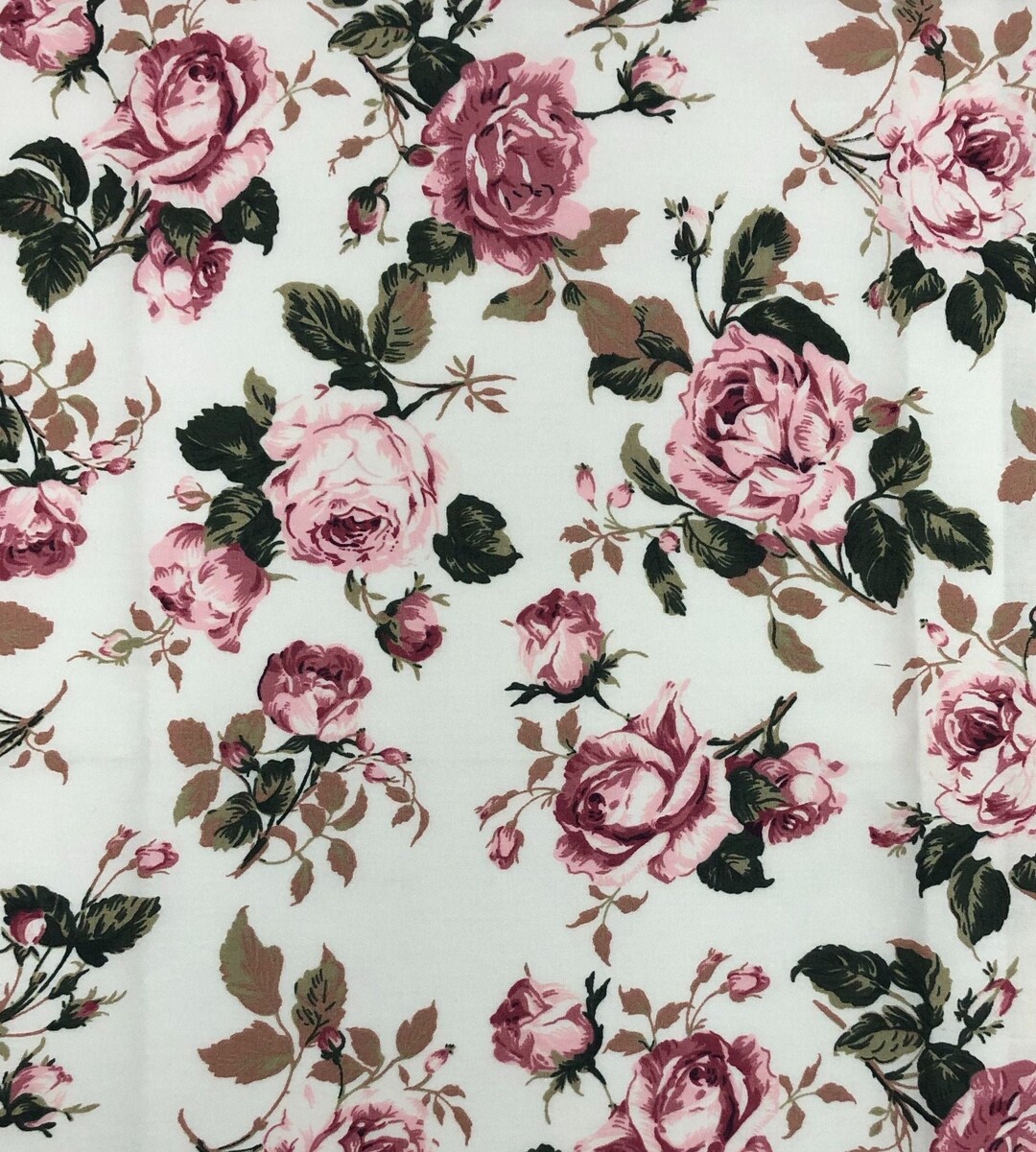 Pink Rose Fabric 100% Cotton Fabric for CUSTOM ORDER or by the YARD ...