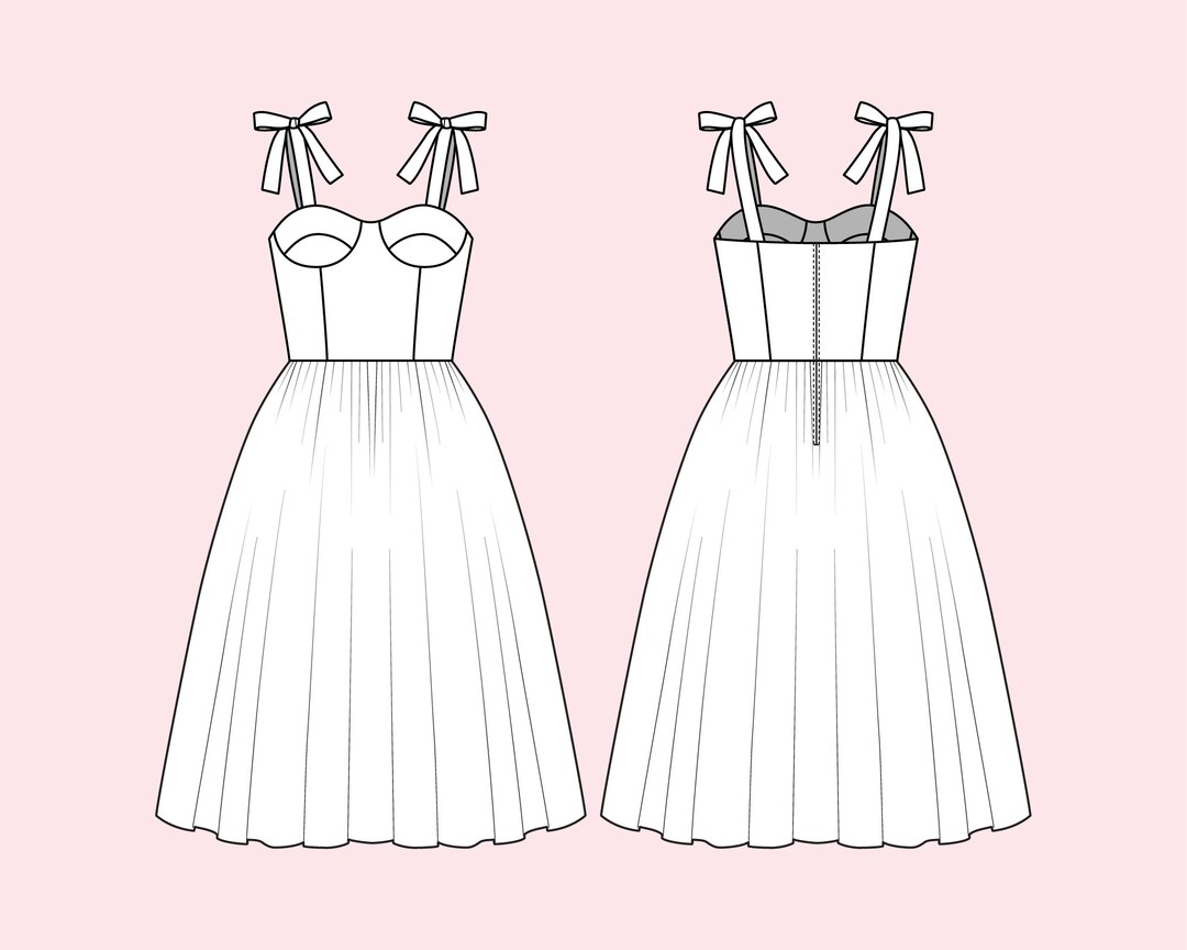 BELLA CUSTOM MADE Bustier Dress in Your Choice of Fabric Vintage Dress ...