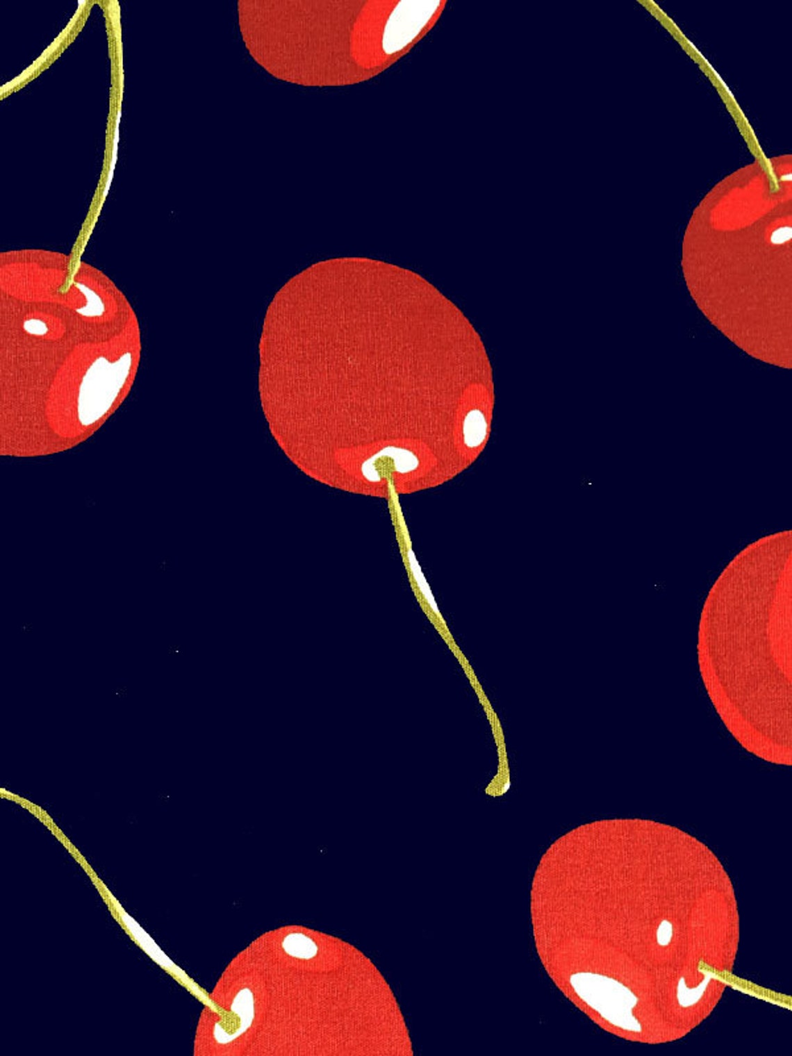 Blue Cherry Top Women Blouse Cherries Print Fruit Pinup Top Vintage Top ...